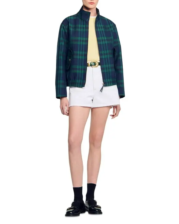 Sandro Checked Jacket - Green/ Blue | Editorialist